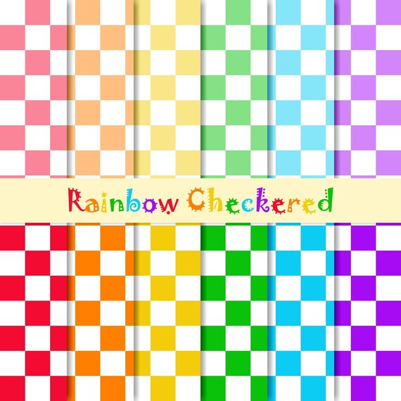 Buy 2 Get 1 Free Rainbow Checkered pattern bright and pastel | Etsy