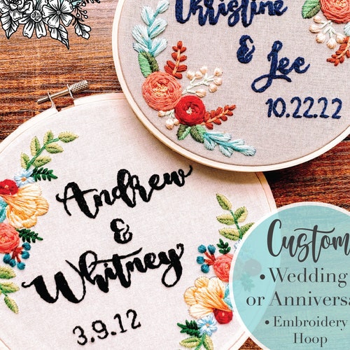 Custom Wedding Anniversary Embroidery Hoop Anniversary Gift - Etsy