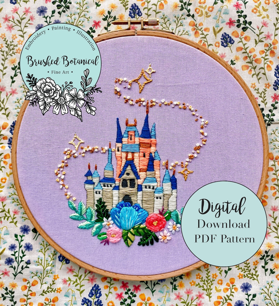 Floral Magical Kingdom Castle Embroidery PDF Pattern - Etsy