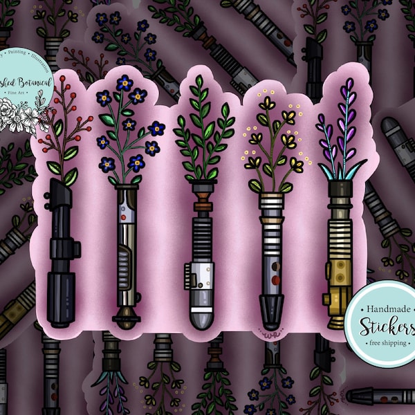 Floral Lightsaber Sticker - Etsy