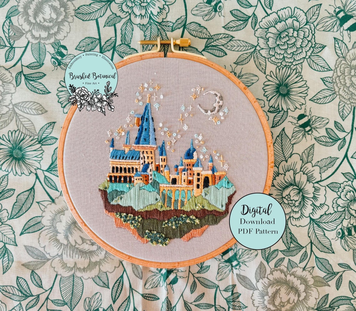 Magical Wizard Castle Embroidery PDF Pattern - Etsy