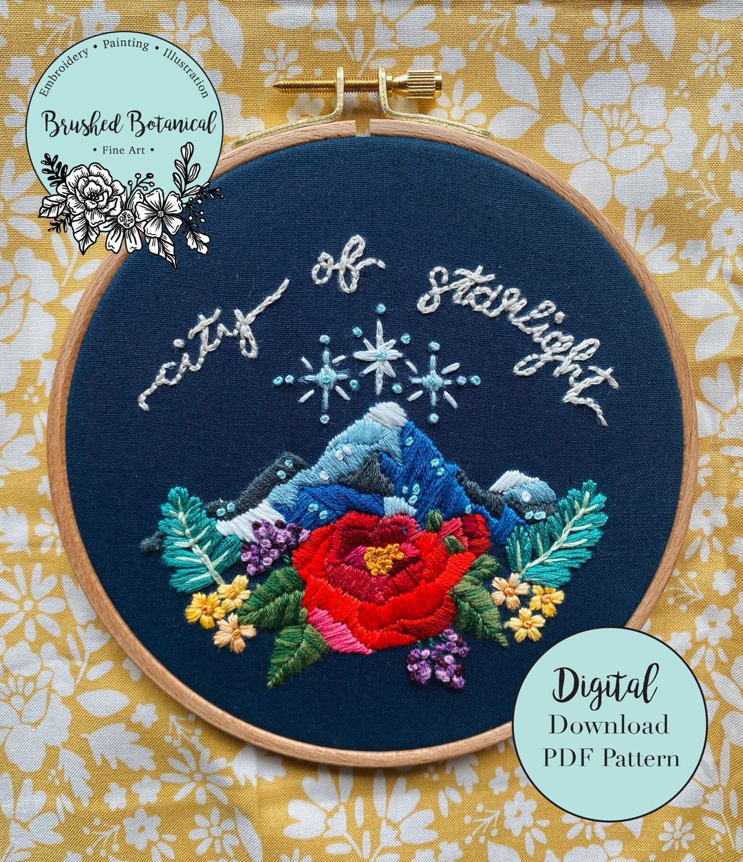 Floral ACOTAR "city of Starlight" Embroidery PDF Pattern - Etsy