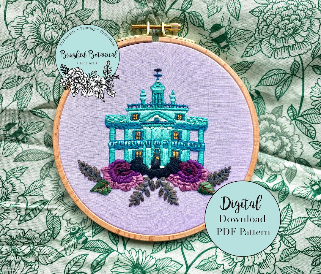 Haunted Mansion Spooky Floral Embroidery PDF Pattern - Etsy