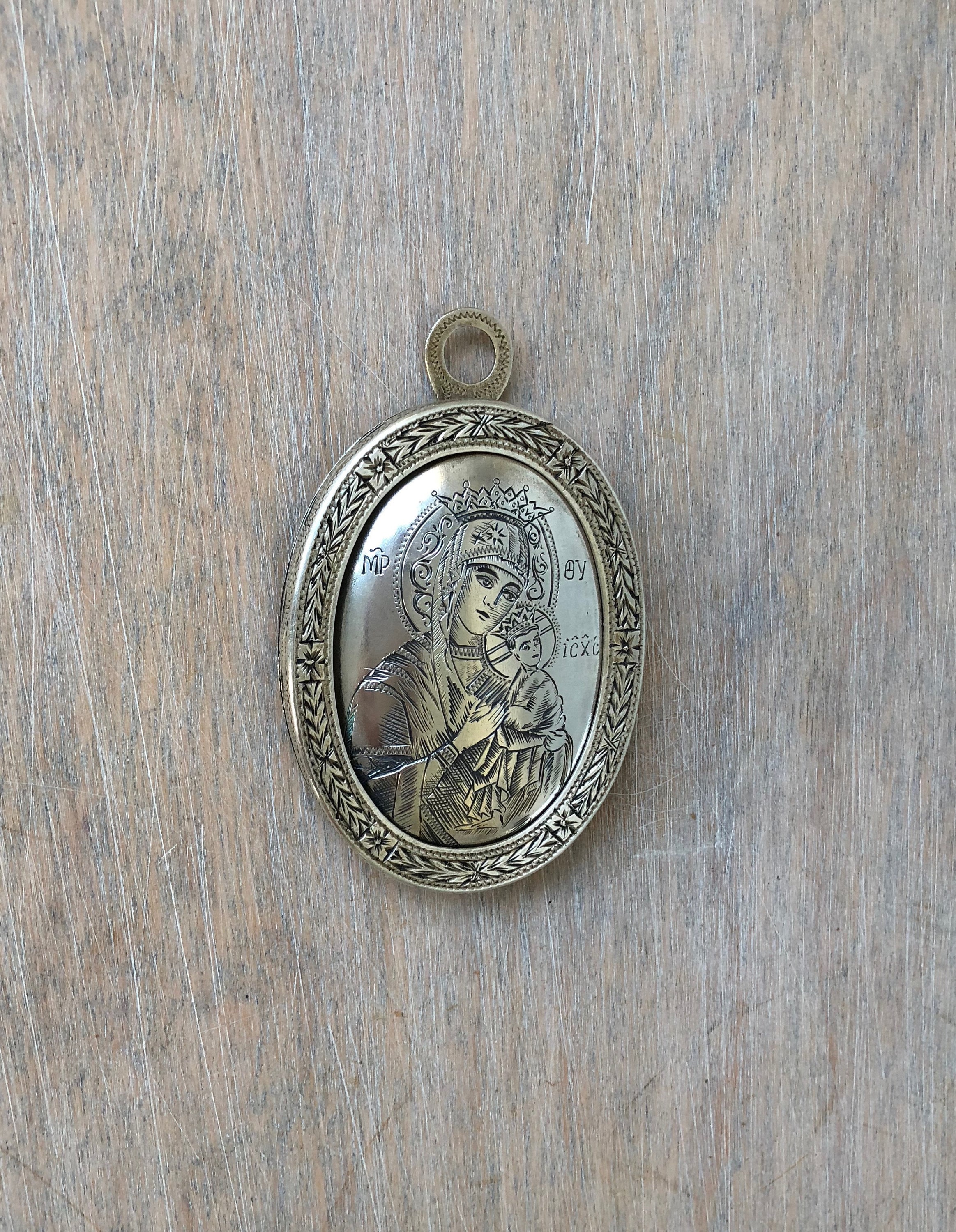 Vintage Silver Engraved Religious Orthodox Icon Pendant Virgin | Etsy