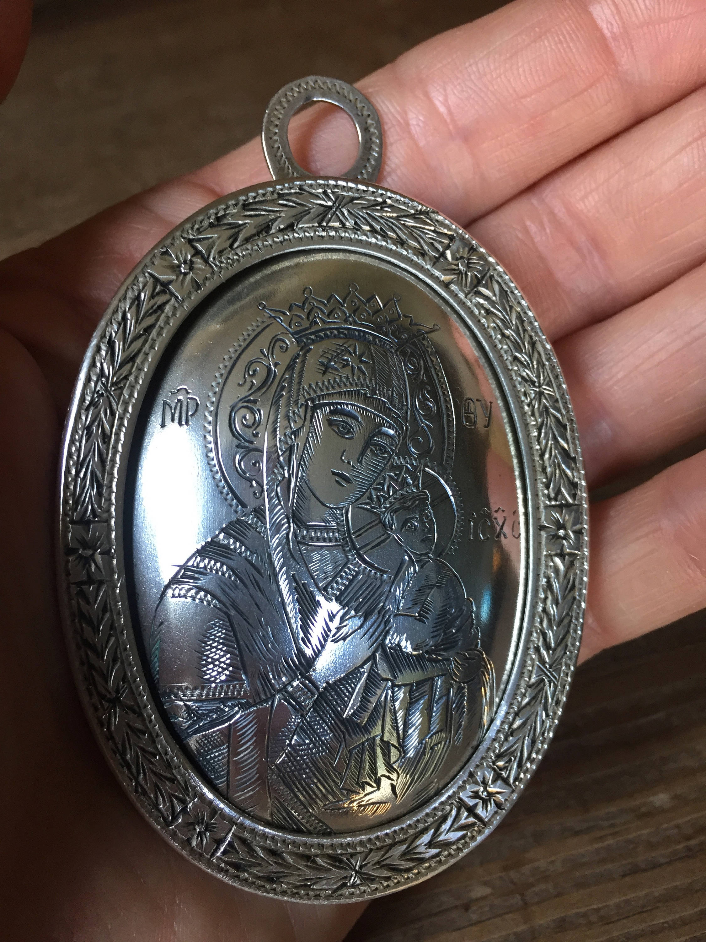 Vintage Silver Engraved Religious Orthodox Icon Pendant Virgin | Etsy