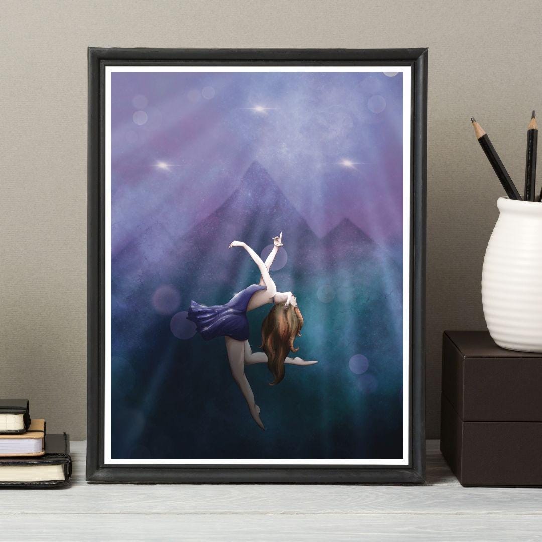Music and Stars Fantasy Art Print A5/photo | Original Wall Art, Digital ...