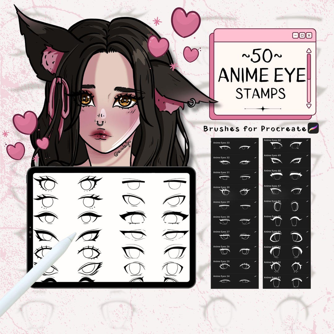 50 Anime Eye Stamps | Procreate Stamps | Manga Brushes | Anime Stamps ...