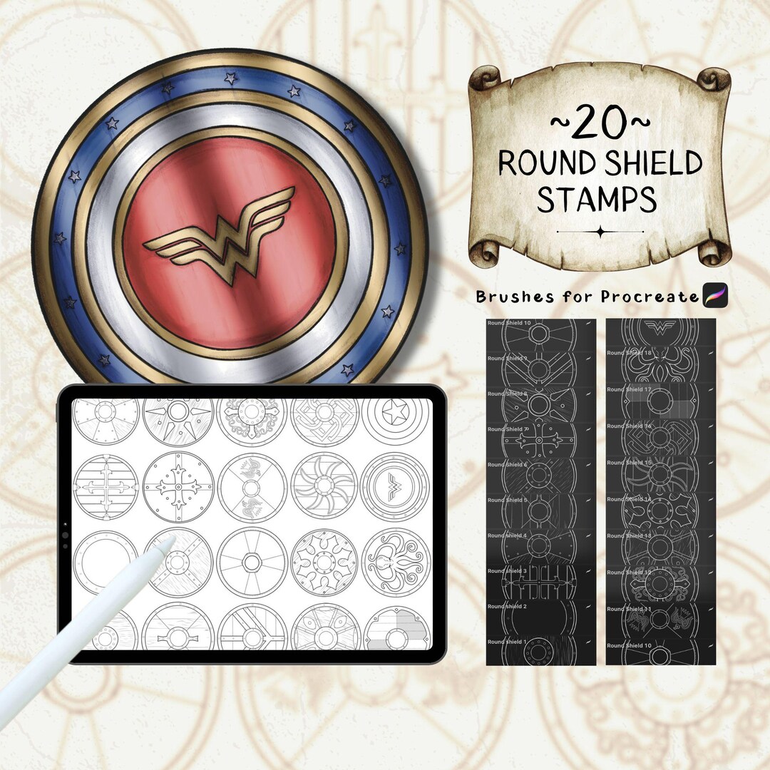 20 Round Shield Stamps | Viking Stamps | Medieval Stamps | Fantasy ...