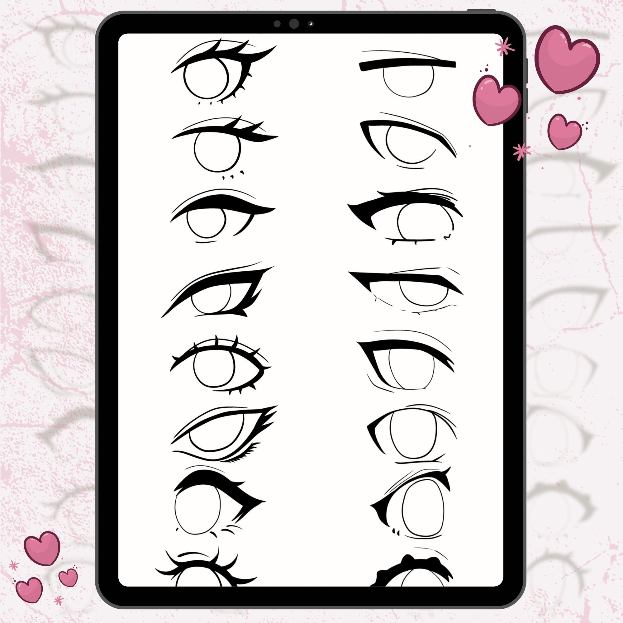 50 Anime Eye Stamps | Procreate Stamps | Manga Brushes | Anime Stamps ...