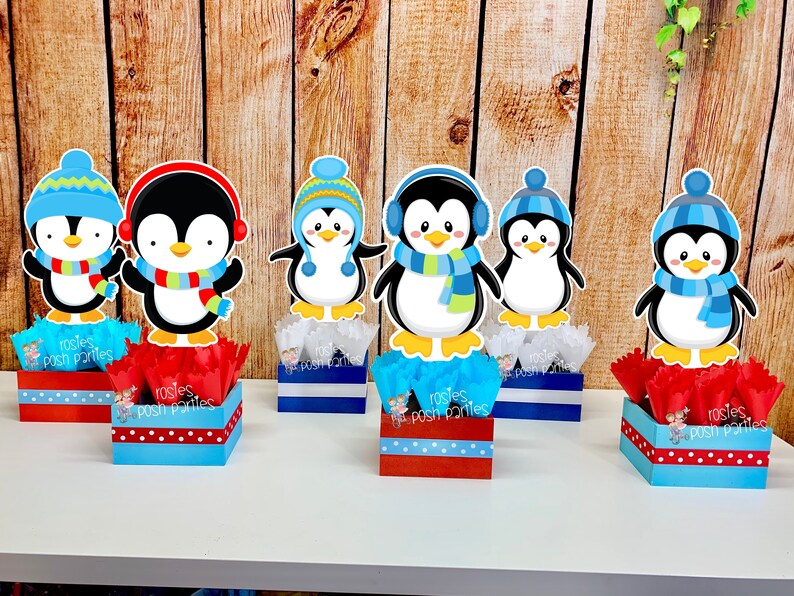 Penguin Birthday Theme Winter Wonderland Centerpieces - Etsy