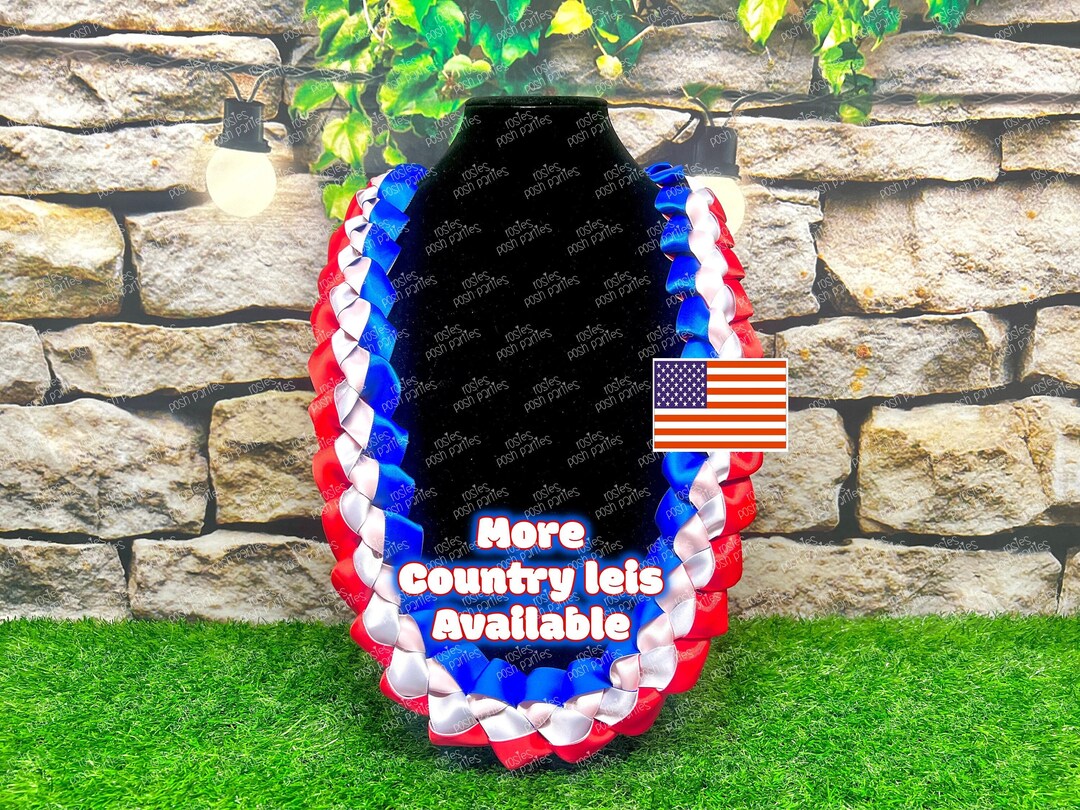 Graduation Lei | American Flag Lei | Senior Night Gift Lei | Braided ...