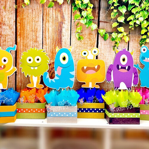 Monster Birthday Cupcake Toppers Little Monster Birthday | Etsy