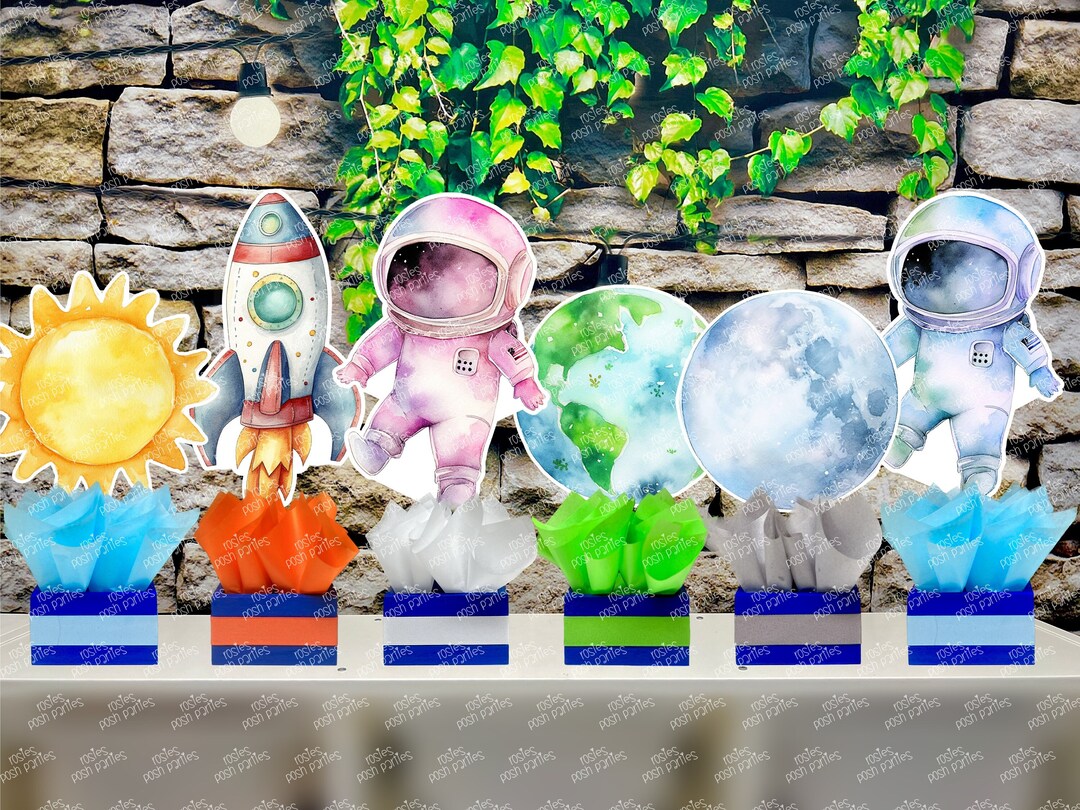 Outer Space Blast off Centerpiece Decoration Spaceship Outer Planets ...