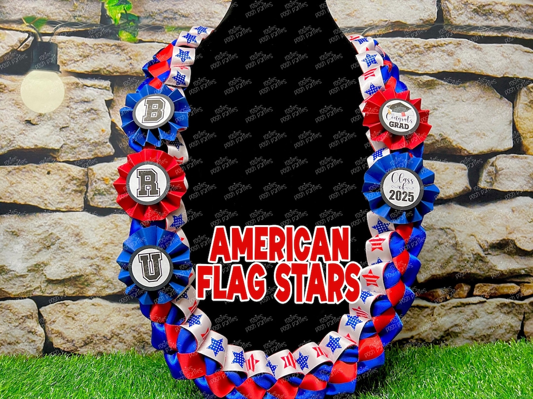 Graduation Lei | American Flag Lei | Senior Night Gift Lei | Braided ...