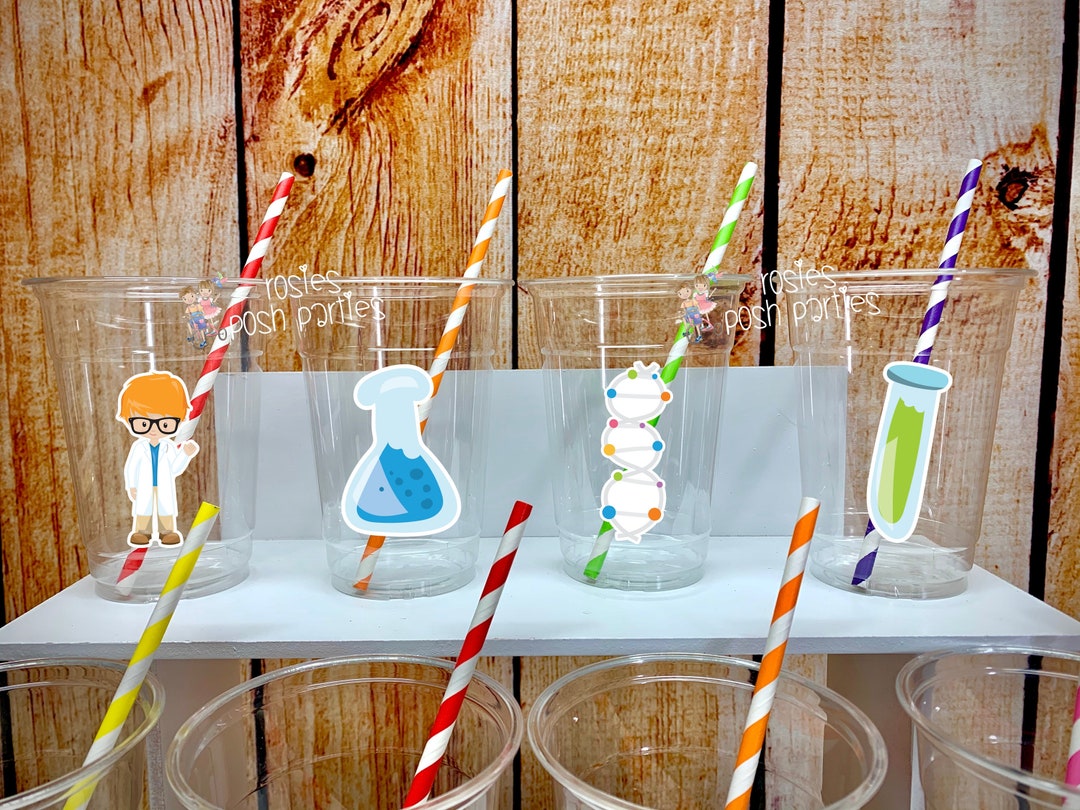 Science Birthday Theme Cup Favors | Science Party | Science Theme | DNA ...
