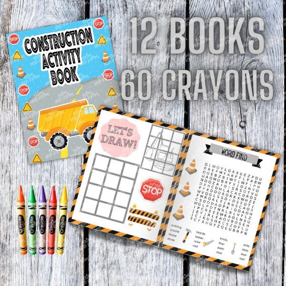 Construction Theme Activity Book | Digger Truck Party Coloring Book ...