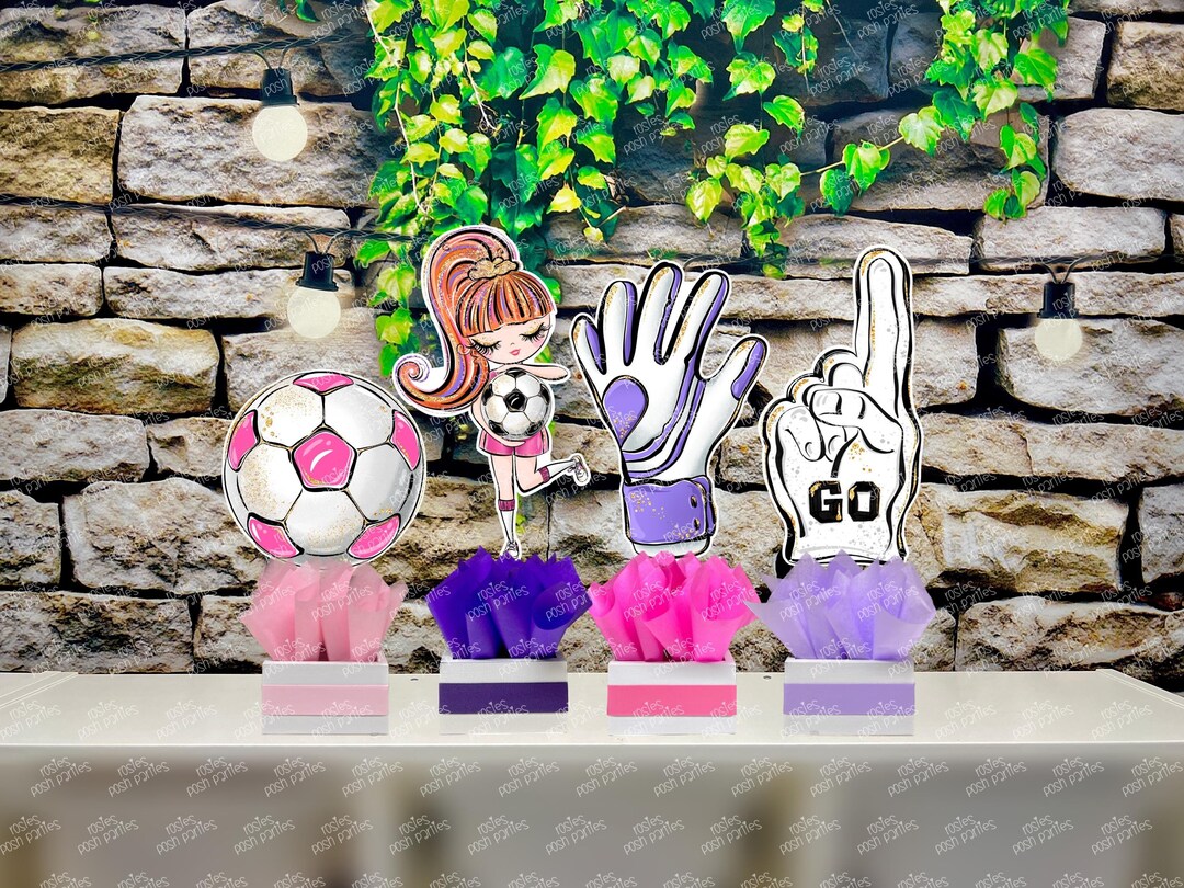 Girl Soccer Red Theme | Soccer Centerpiece | Girl Sports Party | Soccer ...