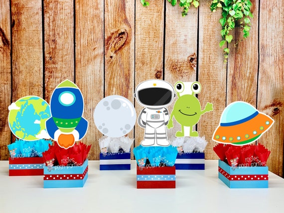 Outer Space Blast Off Centerpiece Decoration Spaceship Outer Planets ...