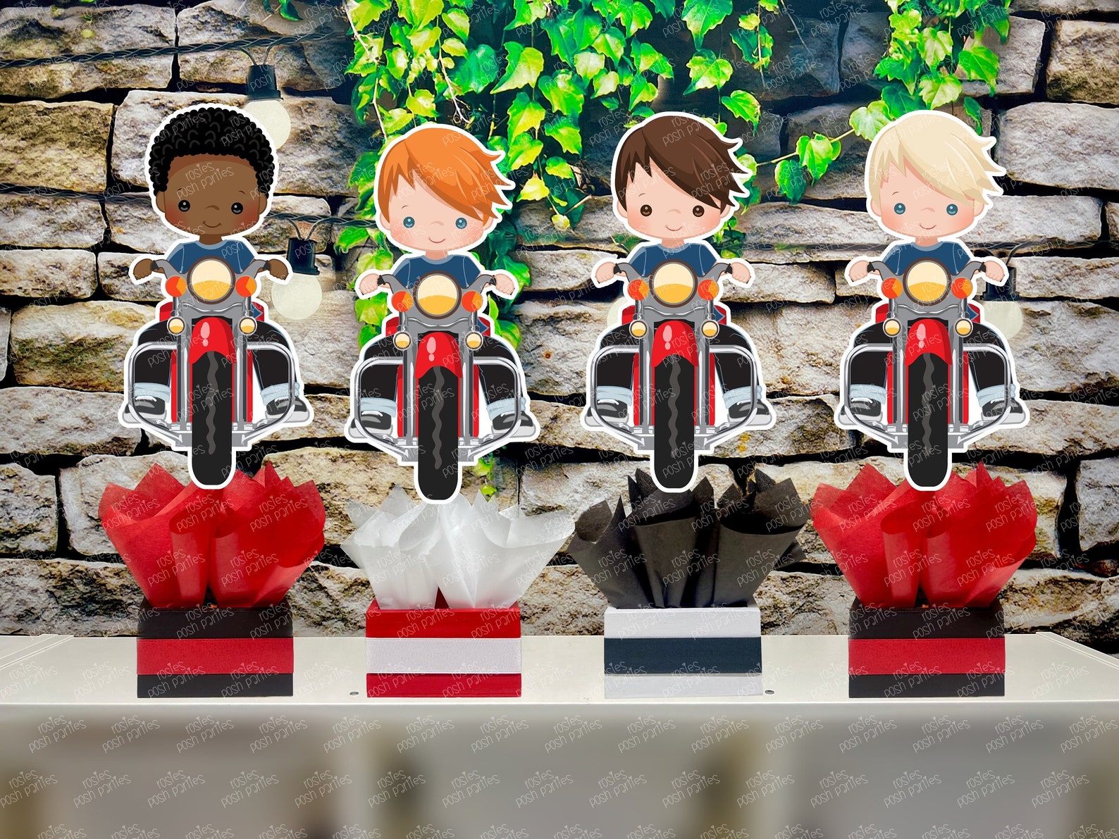 Motorcycle Theme Party Centerpiece Decoration | Motorcycle Baby Shower ...