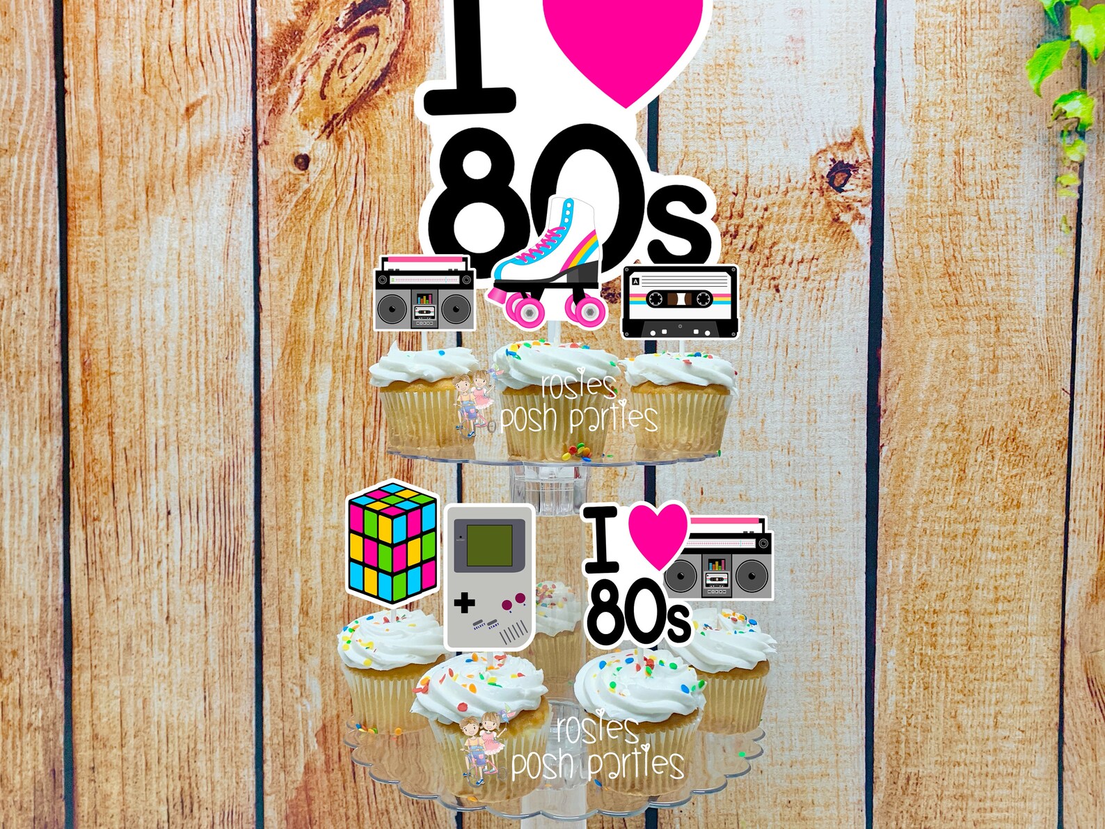I Love 80's Theme | 80s Cupcake Stand | Acrylic Stand | Cupcake Toppers ...