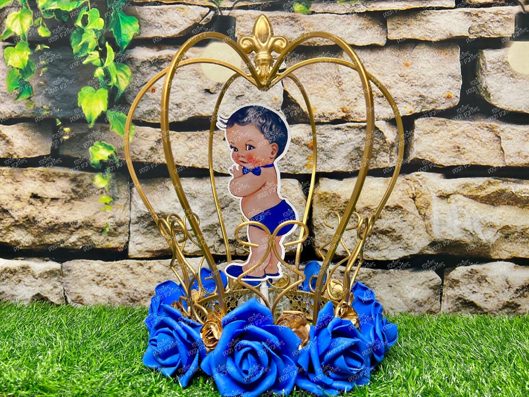 Little Prince Centerpiece Blue and Gold Birthday Party Table ...