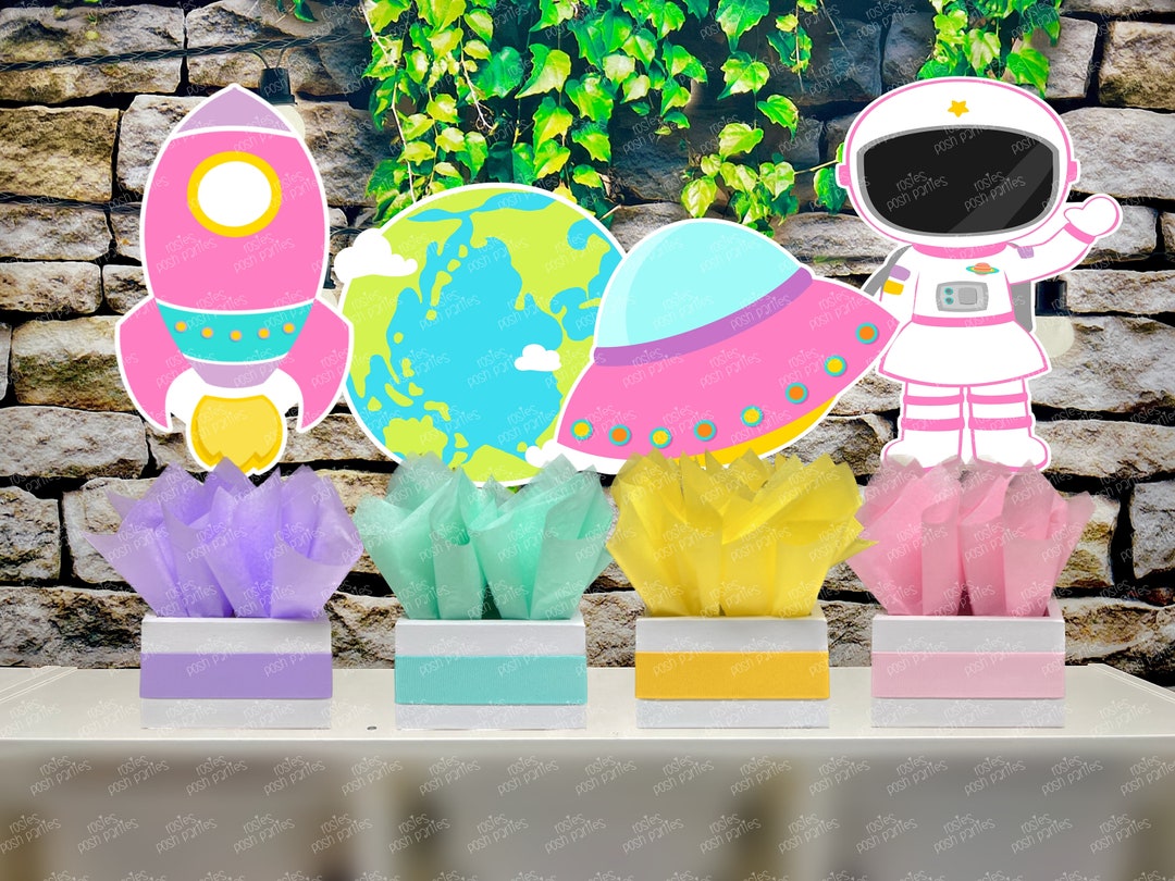 Outer Space Blast off Centerpiece Decoration Rocket Ship Outer Planets ...