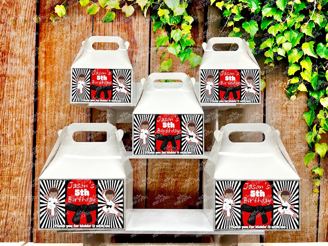 Karate Taekwondo Theme | Karate Birthday Favor Box | Karate Black Belt ...