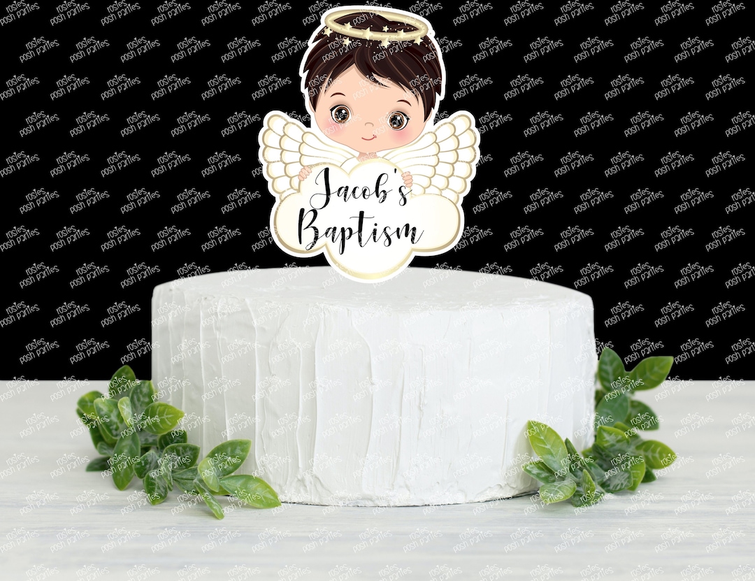 Christening Baptism Cake Topper | Brown Baptism Angel | Christening ...