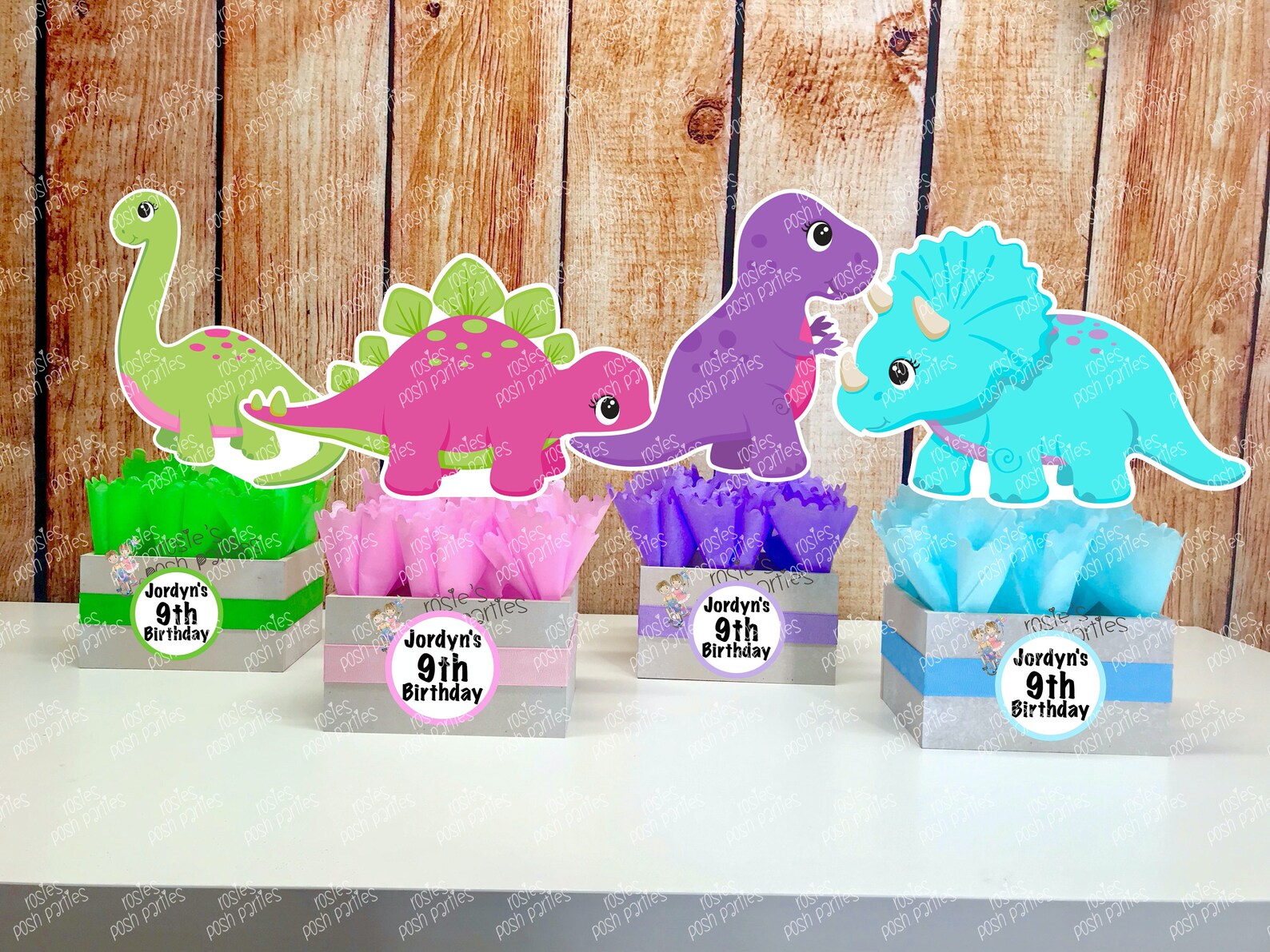 Dinosaur Birthday Party Pink Girl Dinosaur Centerpiece - Etsy