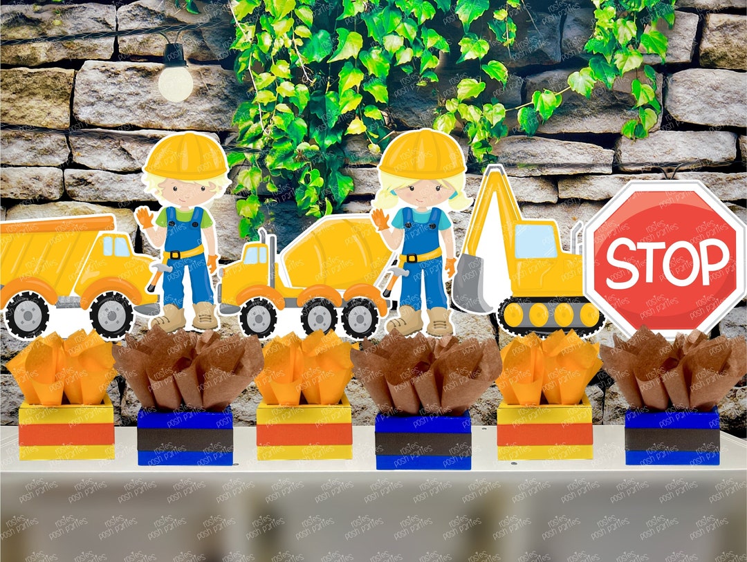 Construction Theme | Construction Birthday Party Centerpiece Decoration ...