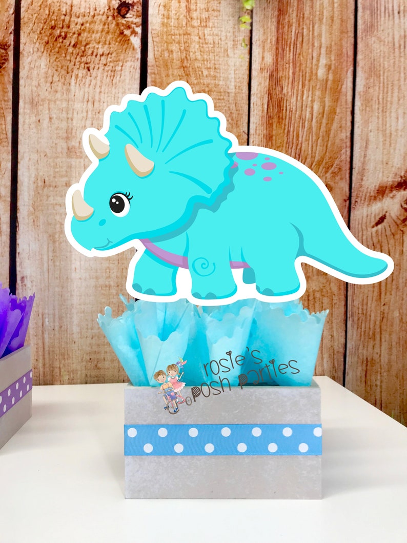 Dinosaur birthday party Girl Pink Dinosaur centerpiece | Etsy