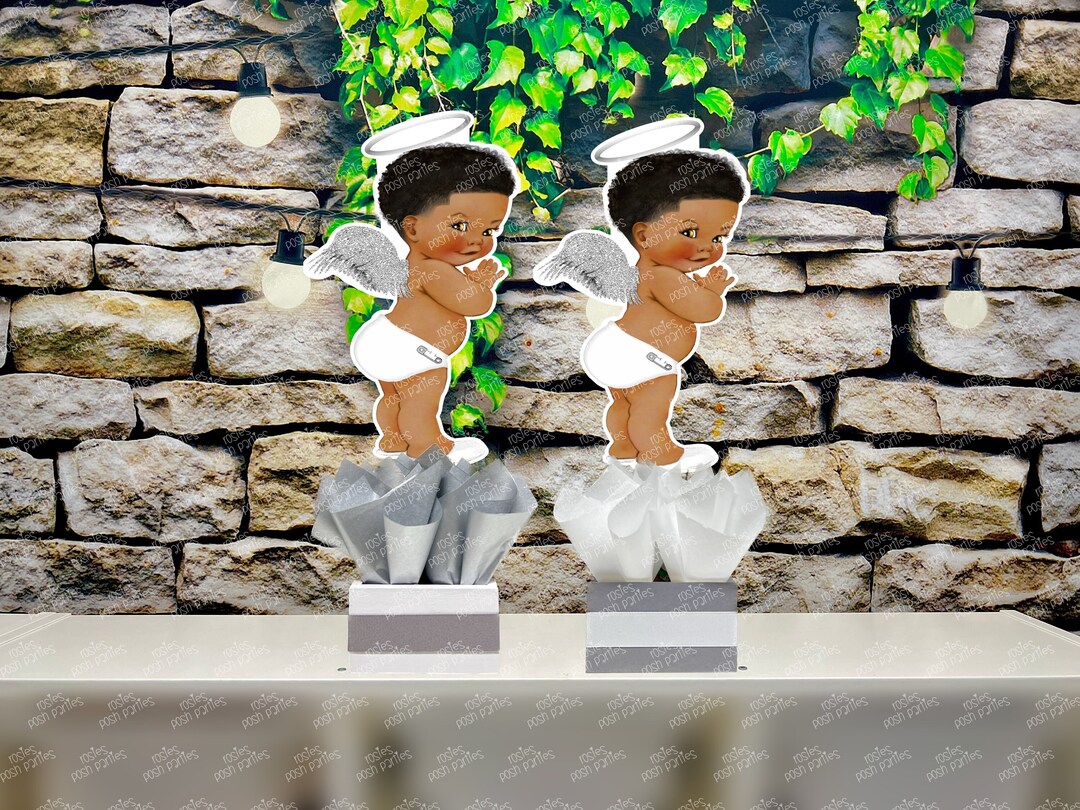 Little Prince Angel Wings Baby Shower Theme | Silver Blue Angel Theme ...