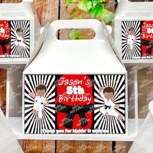 Karate Taekwondo Theme | Karate Birthday Favor Box | Karate Black Belt ...