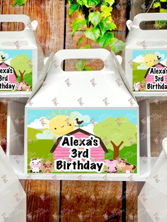 Farm Pink Baby Shower Theme Favor Box | Farm Birthday Favor Box | Party ...