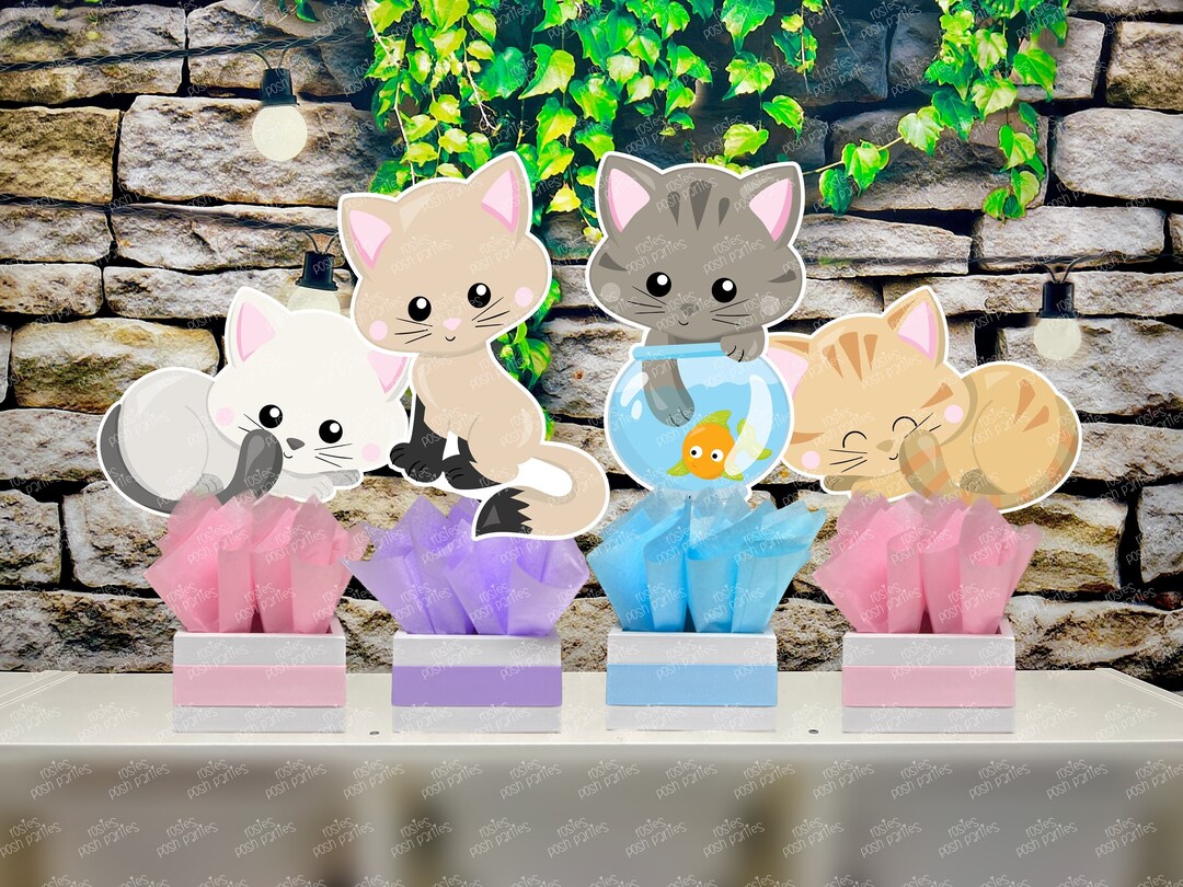 Kitten Theme Birthday | Cat Theme Party | Pawty Centerpiece Decoration ...