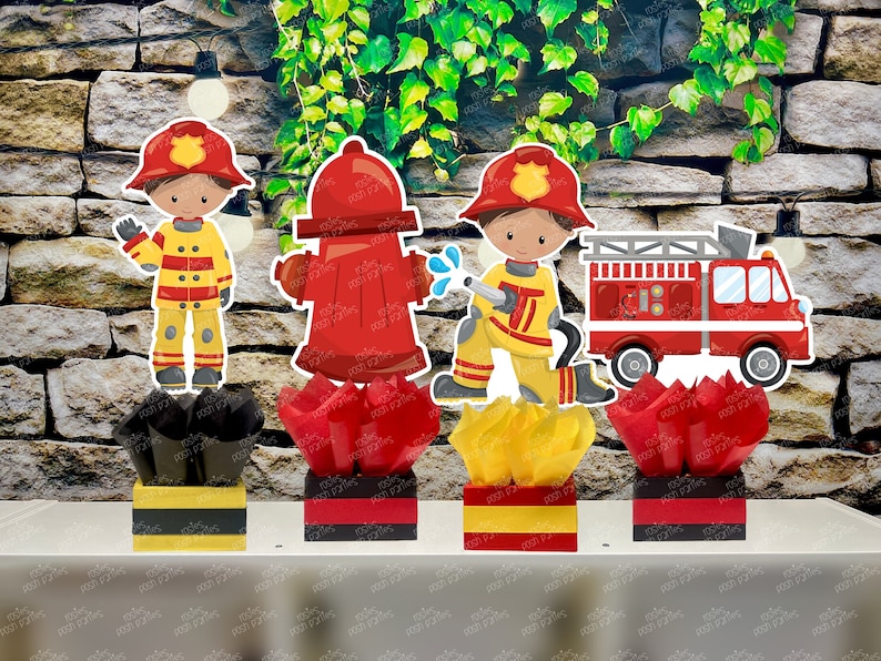 Firefighter Birthday Theme | Fire Truck Party Centerpiece Decoration ...