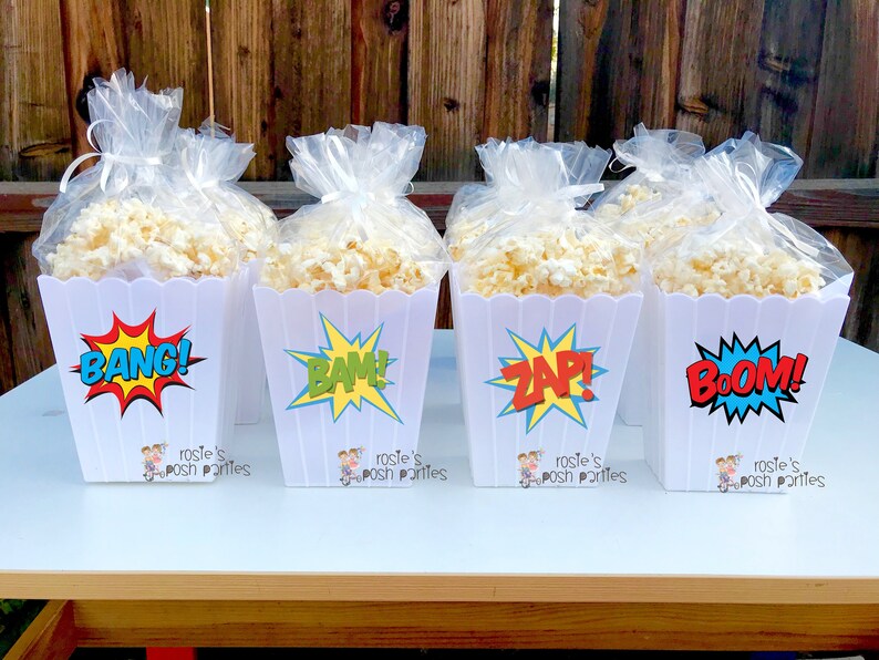 Superhero Birthday Bash Theme | Super Hero Party Popcorn Favor ...