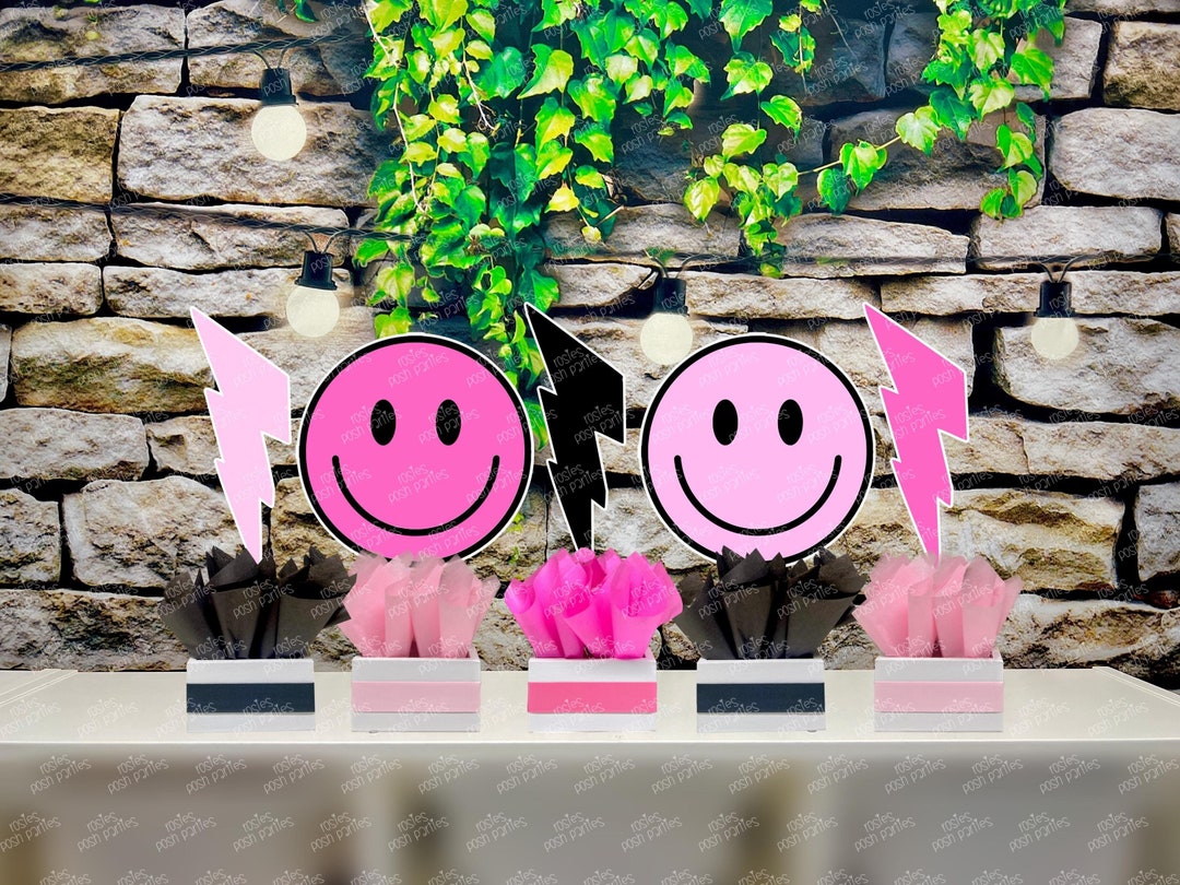 Happy Face Theme | Retro Smile Face Emoji Birthday Centerpiece ...