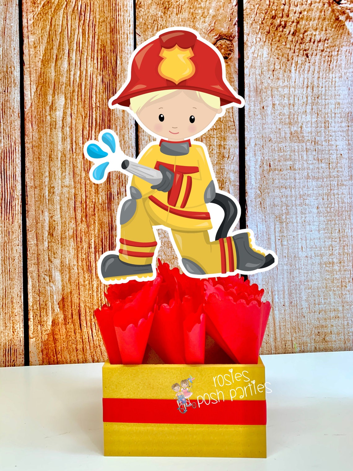 Firefighter Birthday Theme Fire Truck Party Centerpiece | Etsy