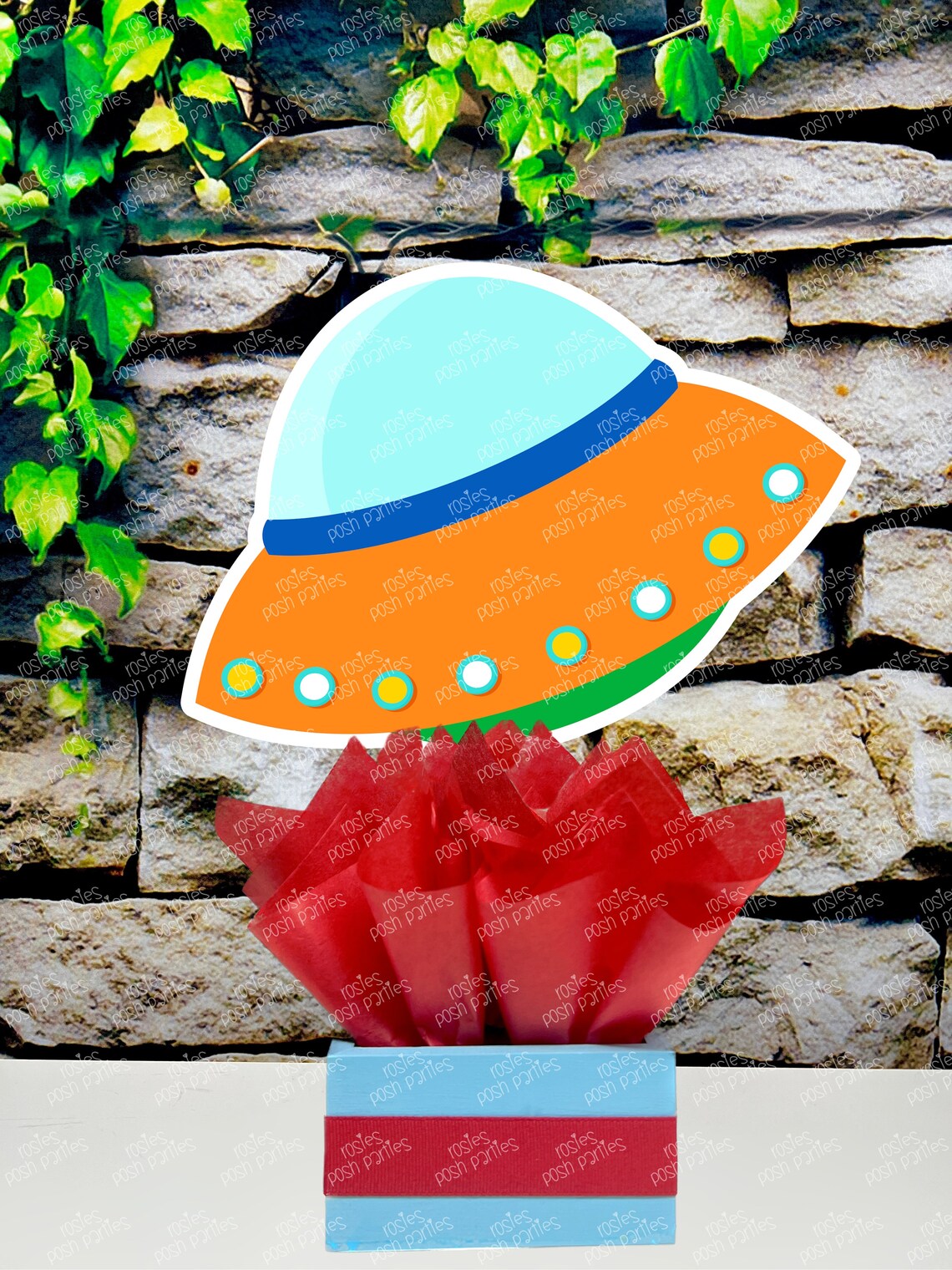 Outer Space Blast off Centerpiece Decoration Spaceship Outer Planets ...