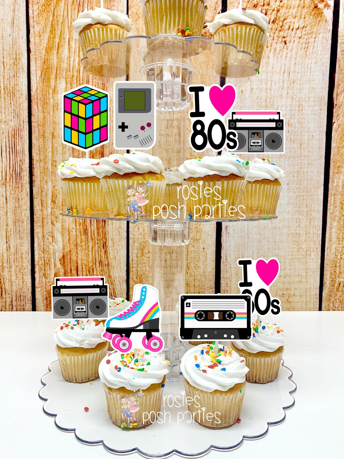 I Love 80's Theme | 80s Cupcake Stand | Acrylic Stand | Cupcake Toppers ...