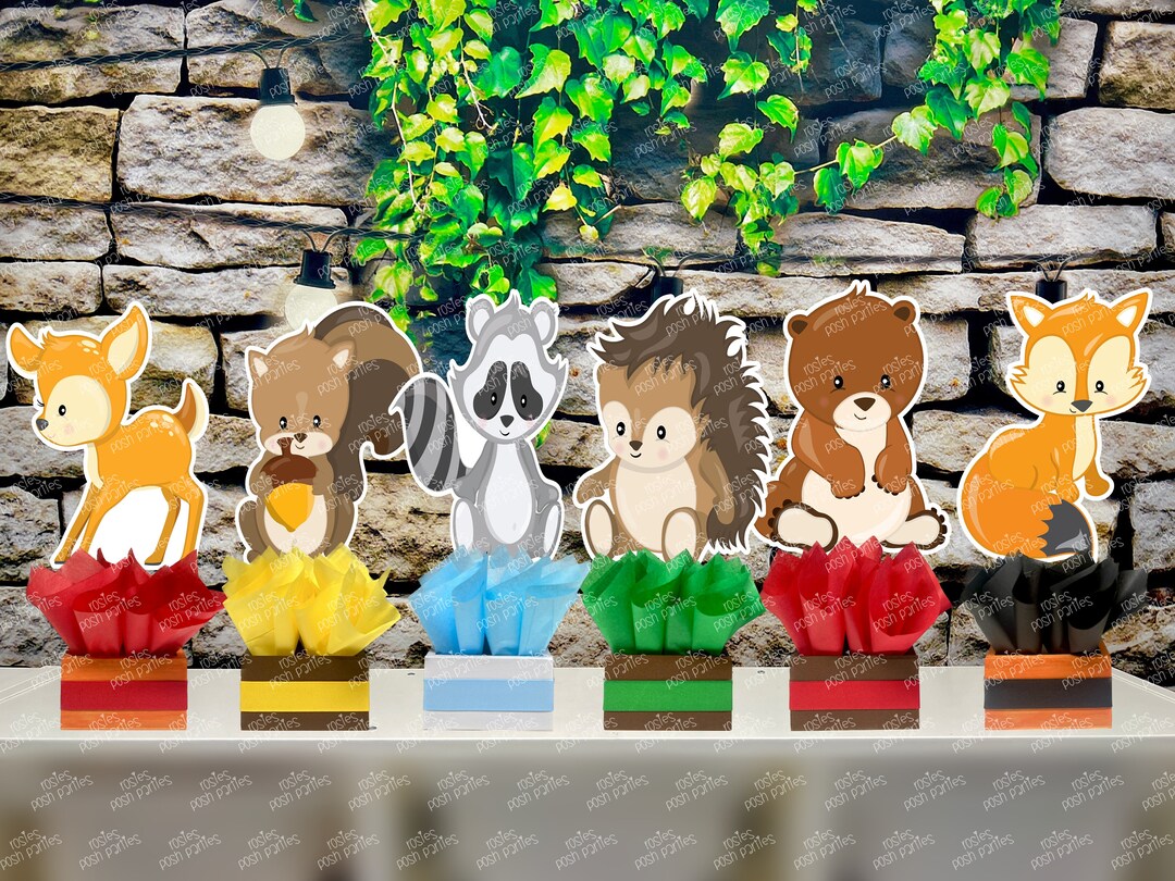 Woodland Animals Birthday Centerpiece Decoration Wood Friends Theme ...