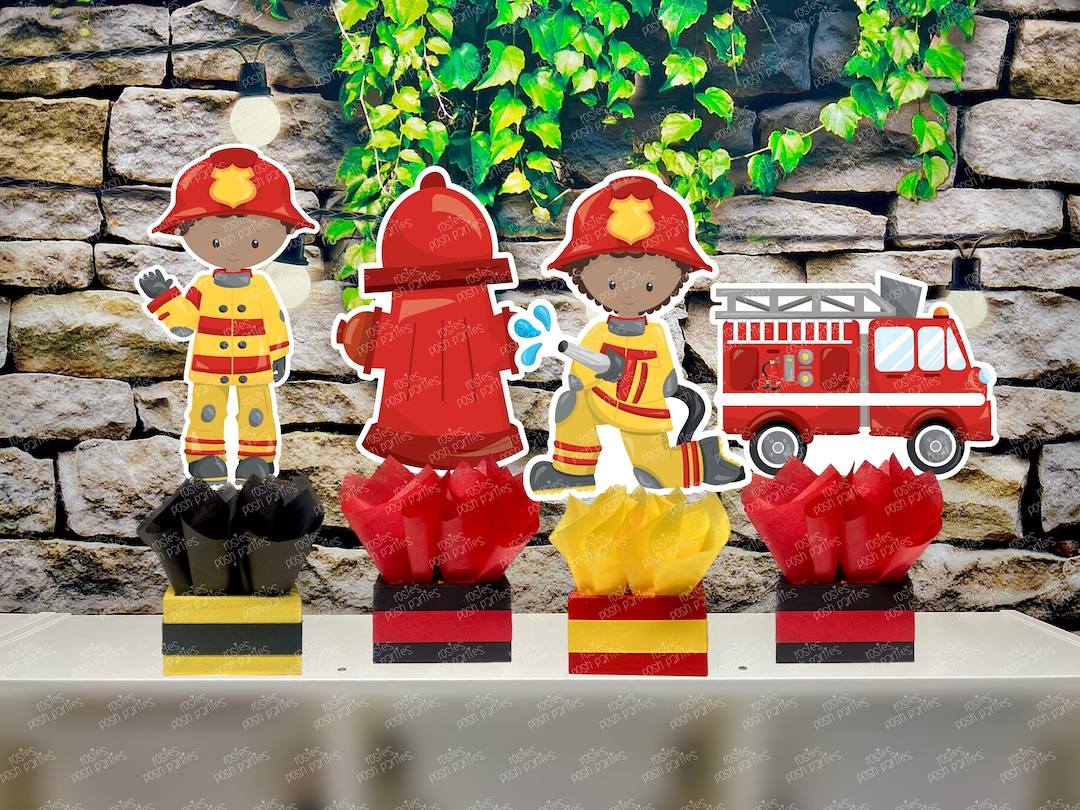 Firefighter Birthday Theme | Fire Truck Party Centerpiece Decoration ...