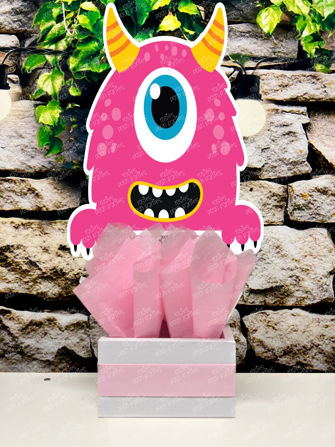 Monster Birthday Theme | Pink Girl Monster Centerpiece | Little Monster ...
