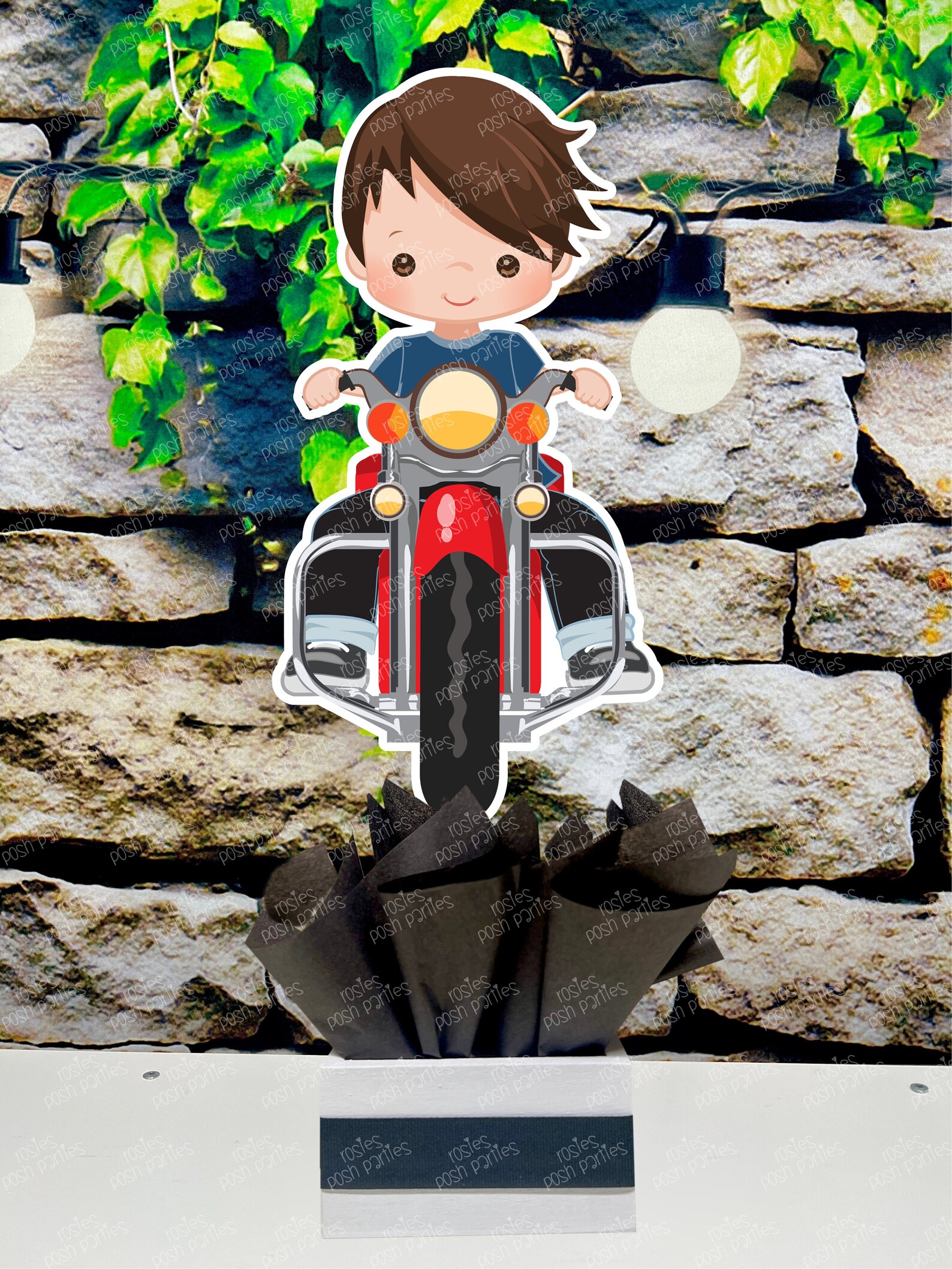 Motorcycle Theme Party Centerpiece Decoration | Motorcycle Baby Shower ...