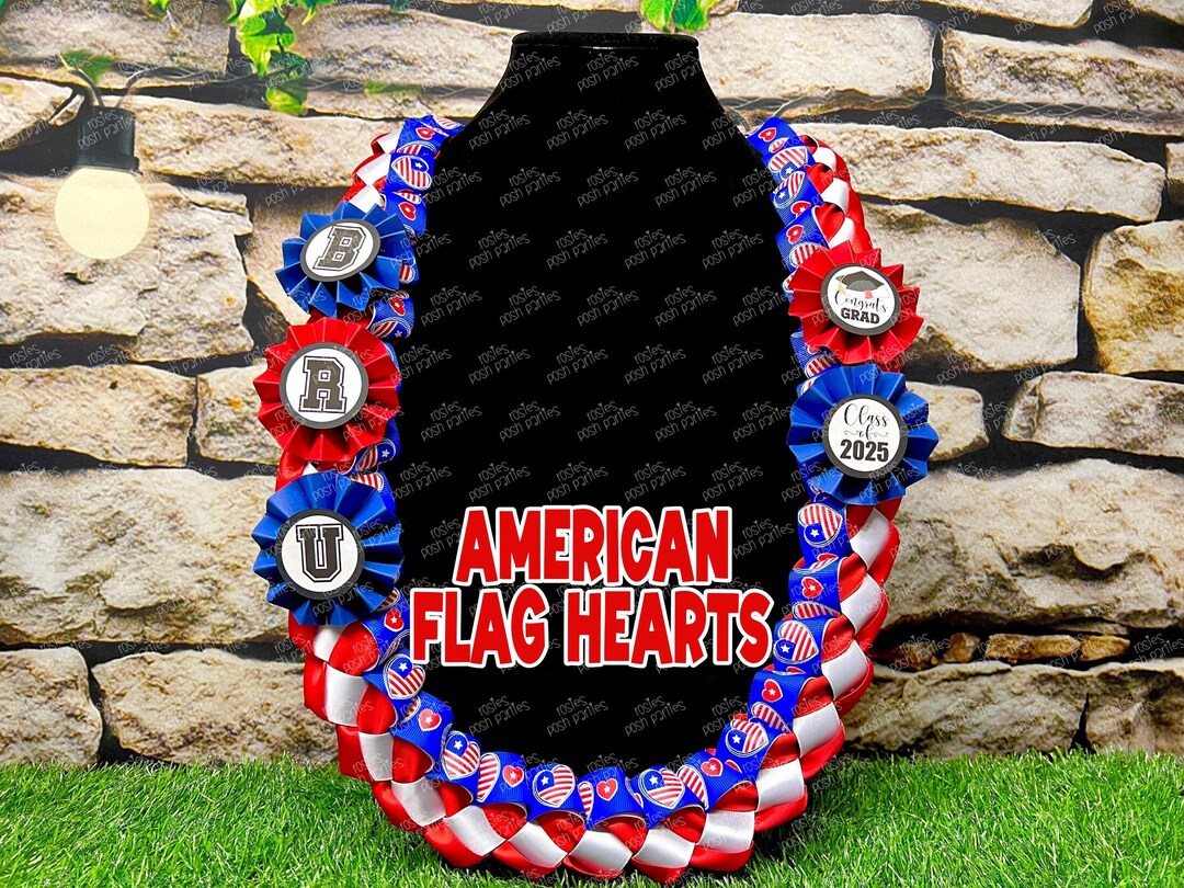 Graduation Lei | American Flag Lei | Senior Night Gift Lei | Braided ...