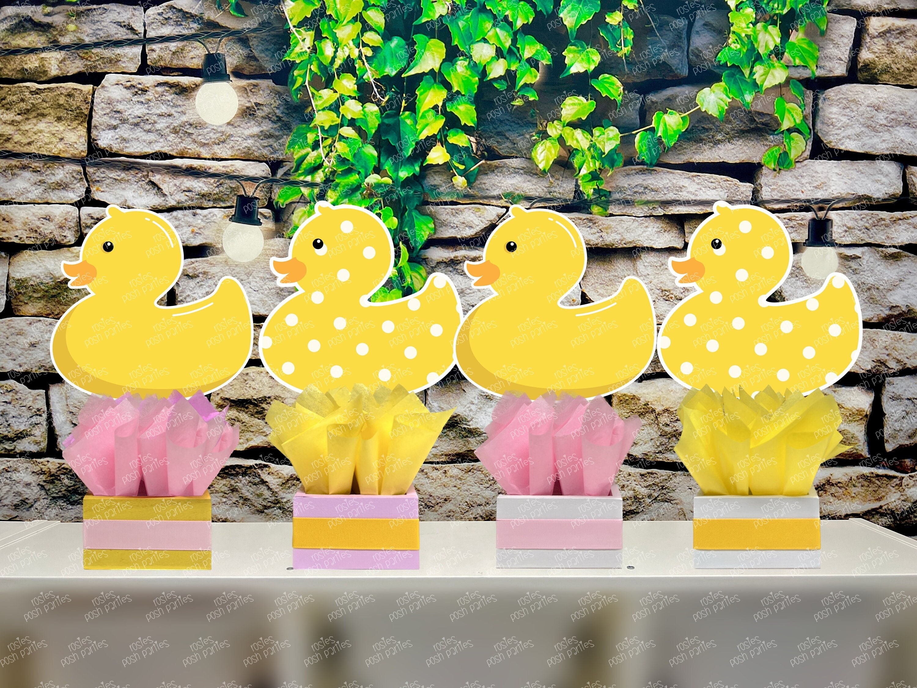 Rubber Ducky Theme Baby Shower Centerpiece Duck Decoration Pink Rubber ...