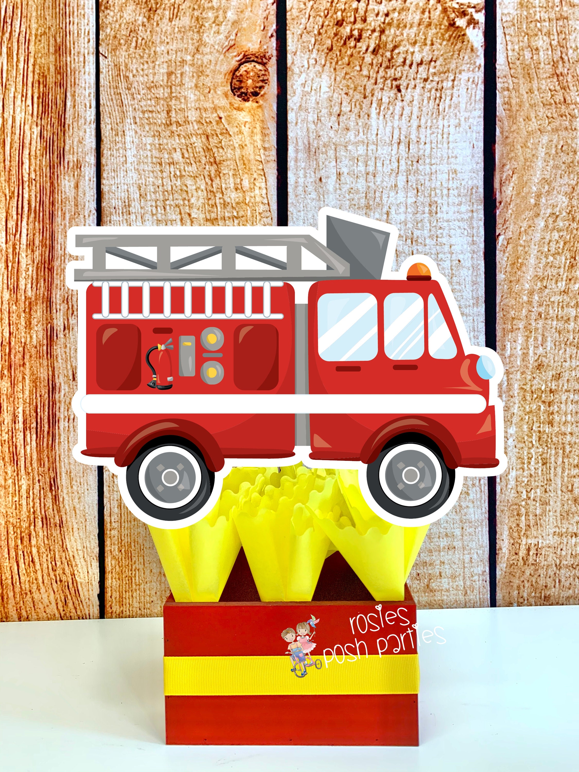 Firefighter Birthday Theme Fire Truck Party Centerpiece | Etsy