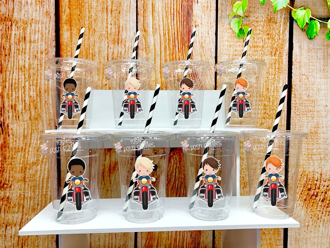 Motorcycle Theme Party Cups Decoration | Biker Baby Shower | Motorcycle ...