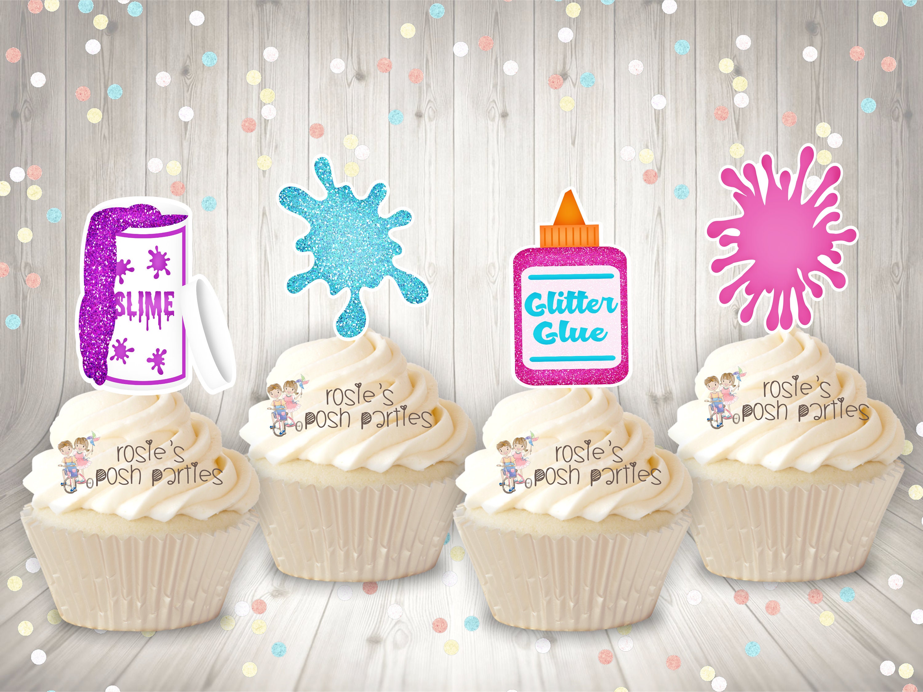 Slime Birthday Party Cupcake Decoration Slime Bash Cupcake | Etsy